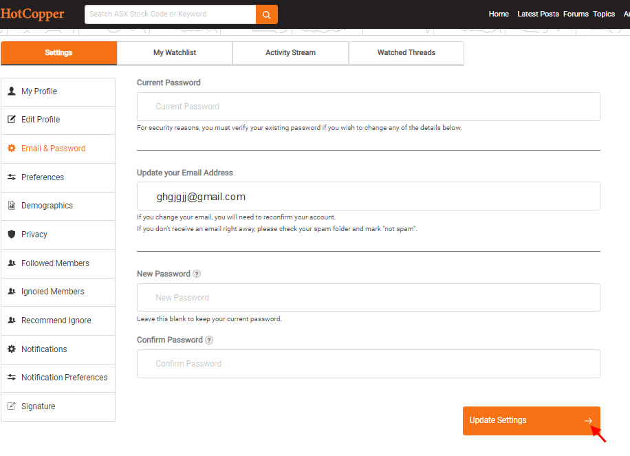 How do I change email address? – HotCopper